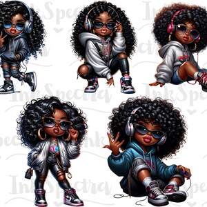 Black Hip Hop Chibi Girls, Hip Hop Girls Clipart, Urban Chibi Art for ...