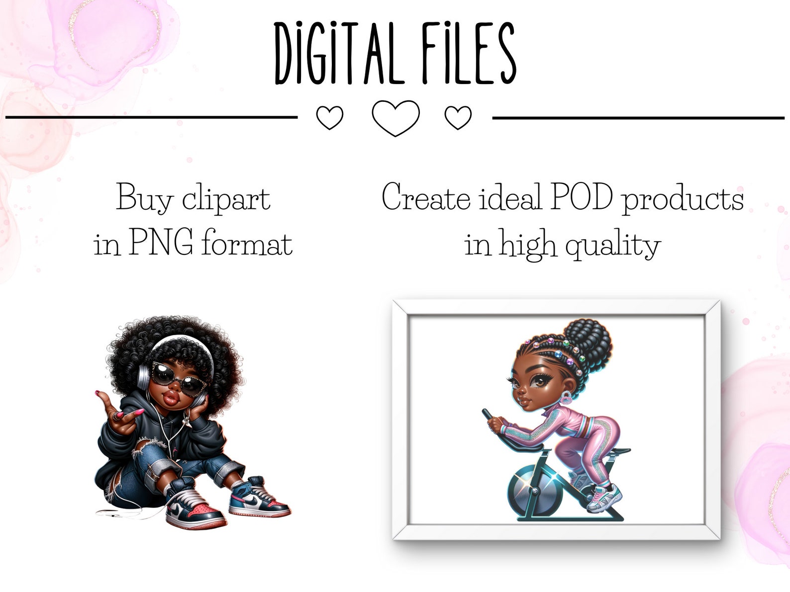 Black Hip Hop Chibi Girls, Hip Hop Girls Clipart, Urban Chibi Art for ...