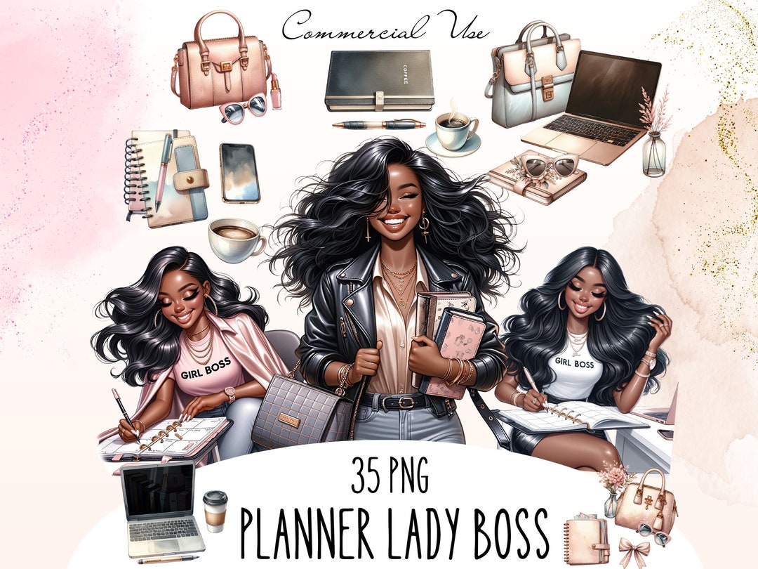 Bundle Planner Black Girl Clipart, Boss Lady Planner, Goodnotes Sticker ...