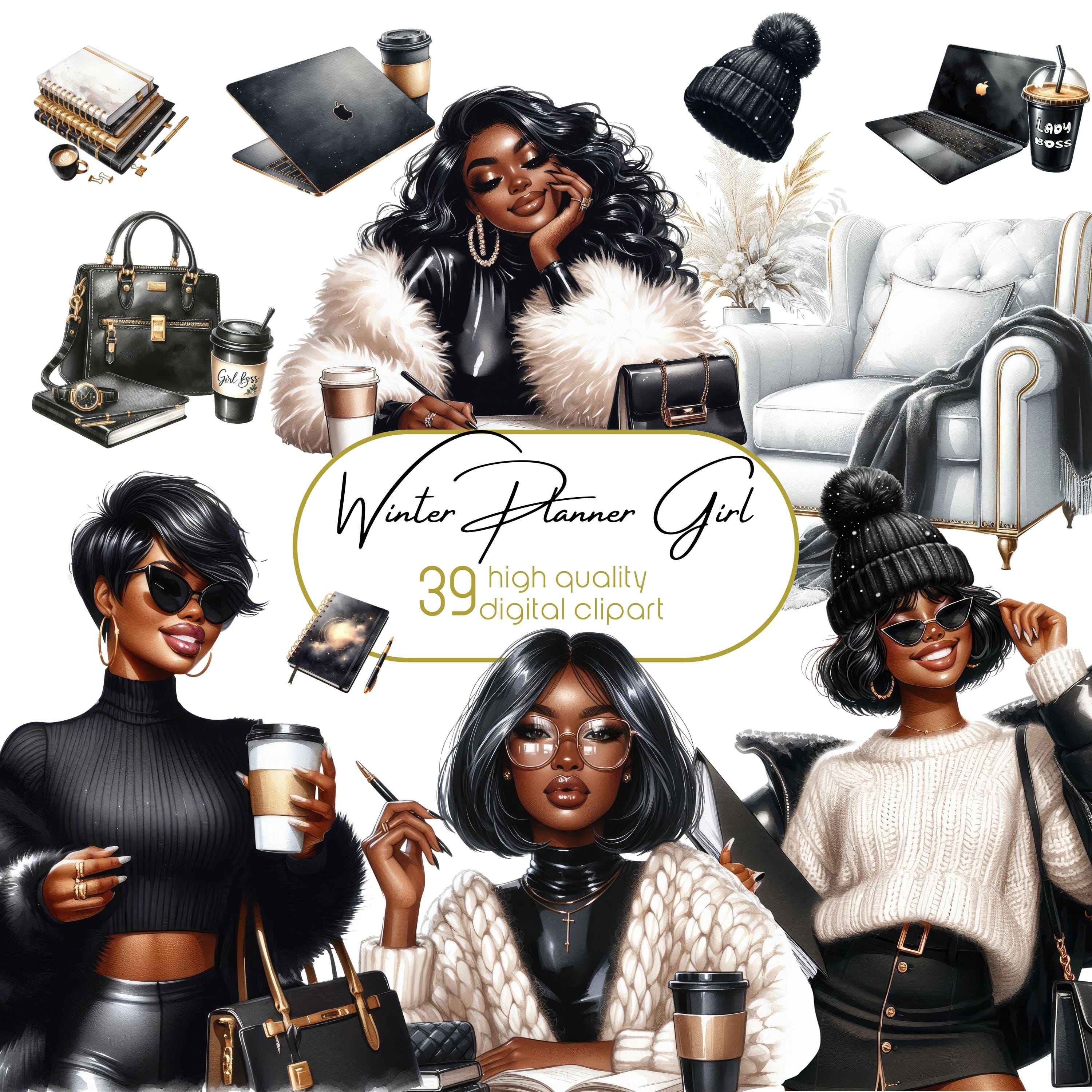 Winter Planner Girl Clipart, Fashion Goodnotes Stickers (digital ...