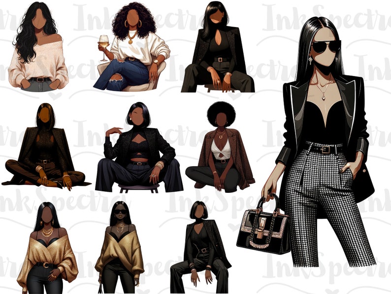 Faceless Black Girl PNG, Black Woman Magic, Fashion Black Girl, Flat ...