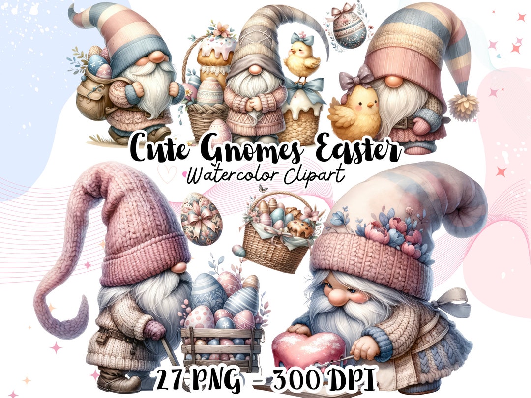 Easter Gnome Clipart, Garden Clipart, Spring Gnome Graphics, Gnome ...