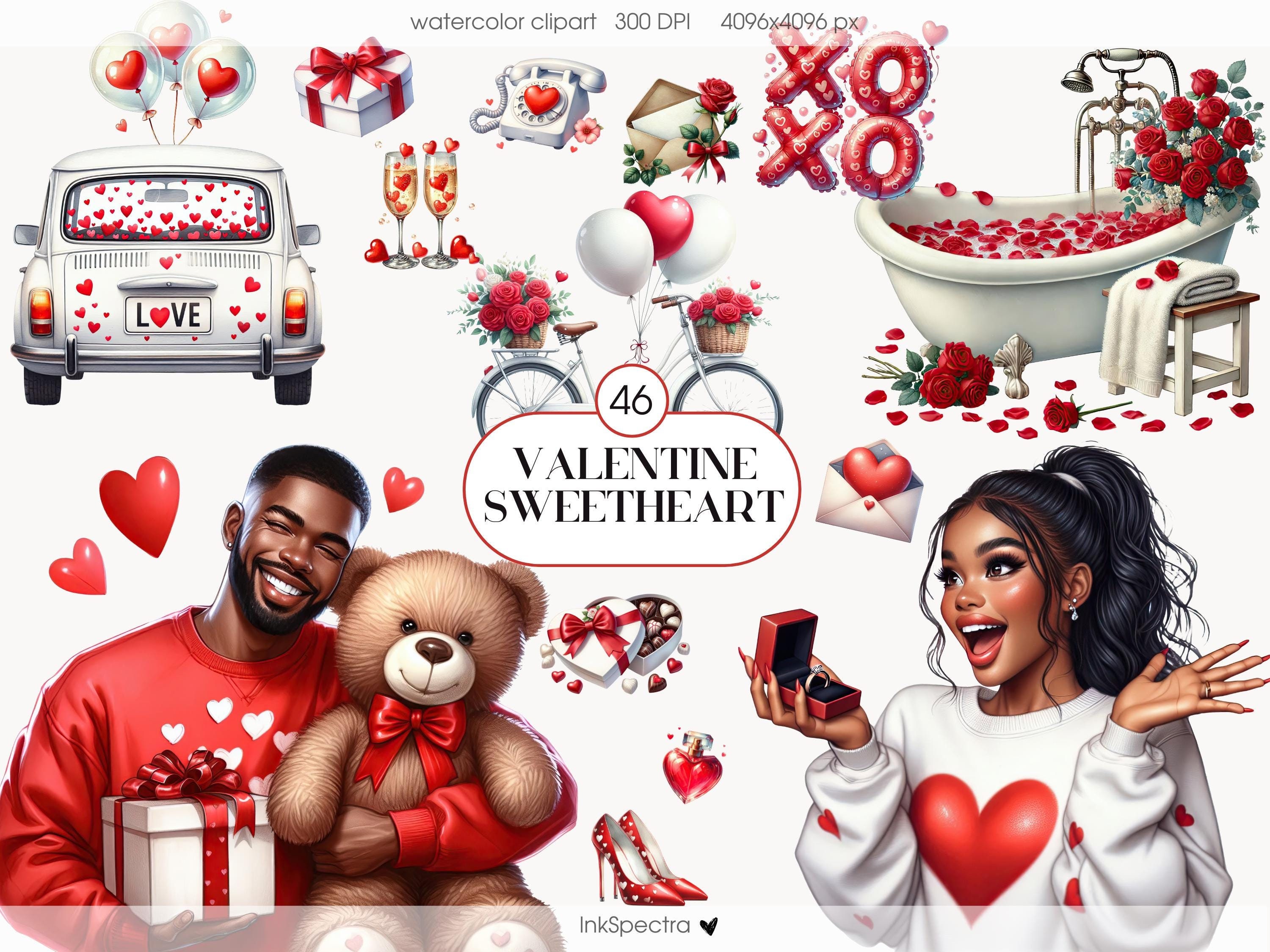 Valentine Sweetheart Clipart, Romantic Love PNG, Couple Sticker, Heart ...