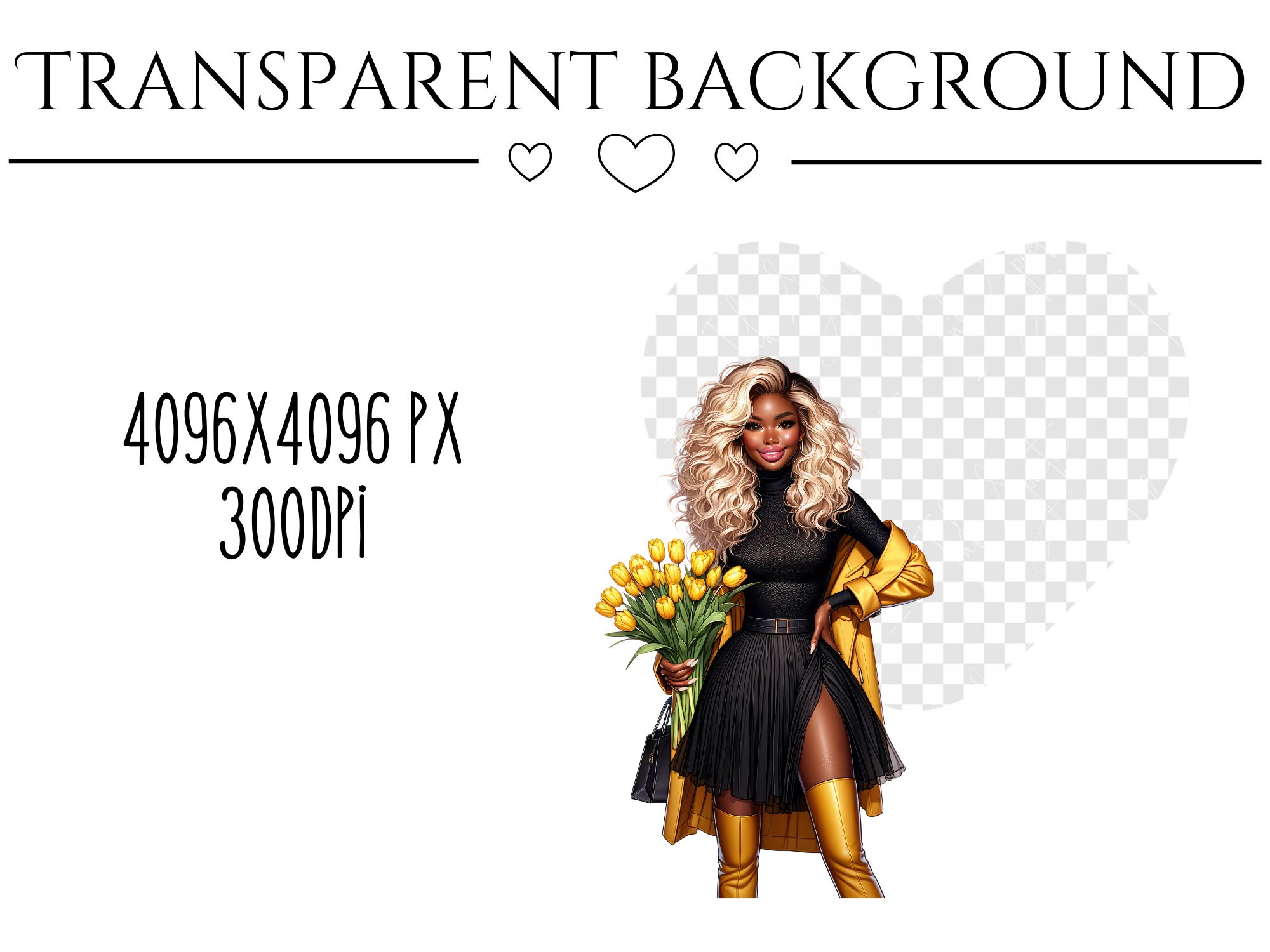 Watercolor Spring Girls, Spring Curvy Black Girl Clipart, Girl With ...