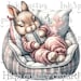 Watercolor Sleepy Baby Bunny Clipart, Baby Shower Bunny Clipart Wall ...