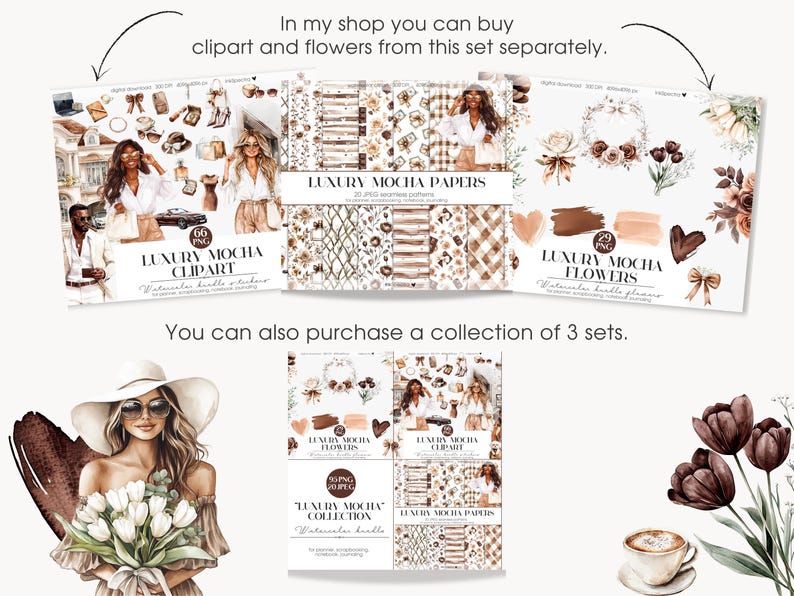 Luxury Mocha Papers, Tulips Roses Papers, Rich Life Aesthetic ...