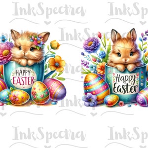 Cute Easter Bunny Clipart, Easter Digital Postcard PNG, Easter Png ...