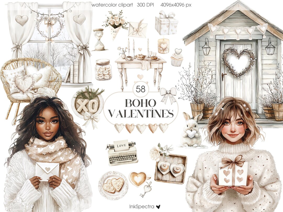 Cottagecore Valentines Day Clipart, Romantic Cottage Love, Rustic Love ...