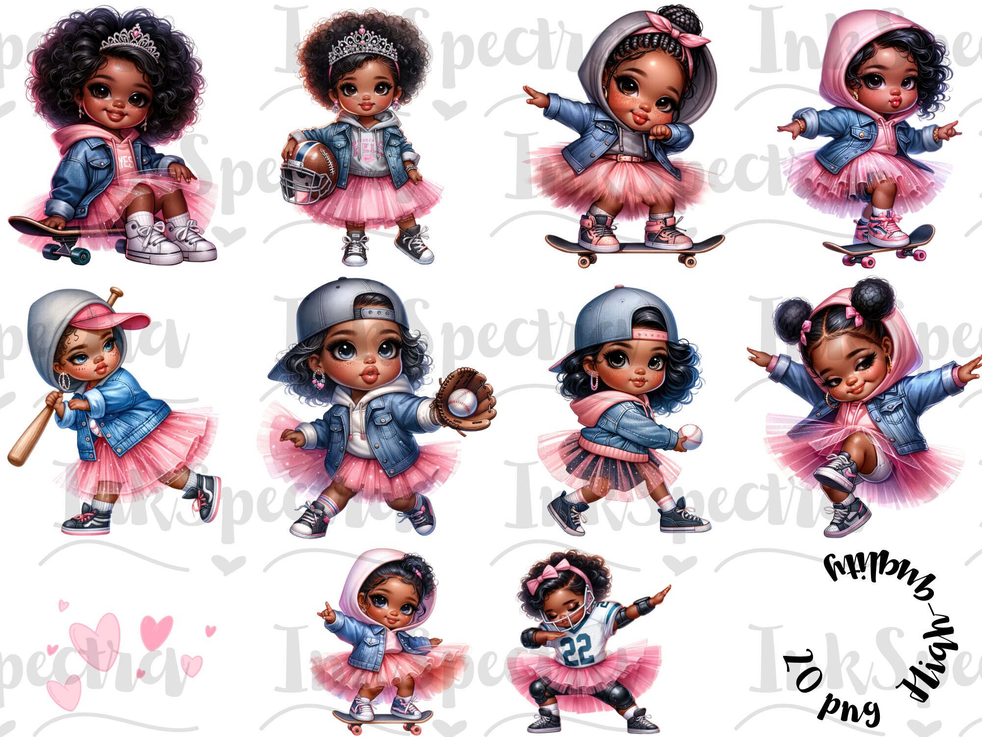 Sporty Princess Black Chibi Doll Clipart, Chibi Athletic Child Art ...
