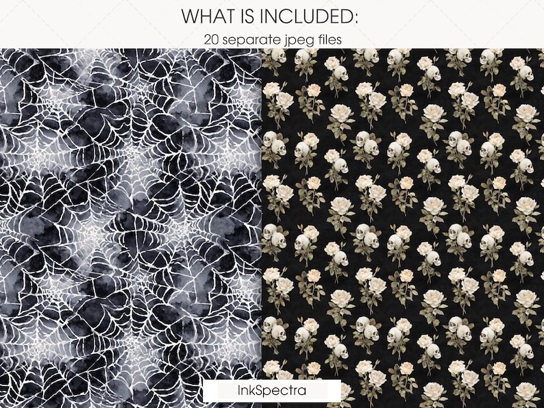 Watercolor Cozy Spooky Halloween Seamless Patterns, Neutral Spooky ...