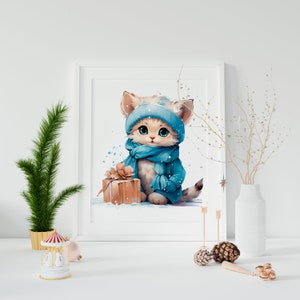 Watercolor Christmas Cats Clipart, Christmas Gifts, Christmas Kitten ...