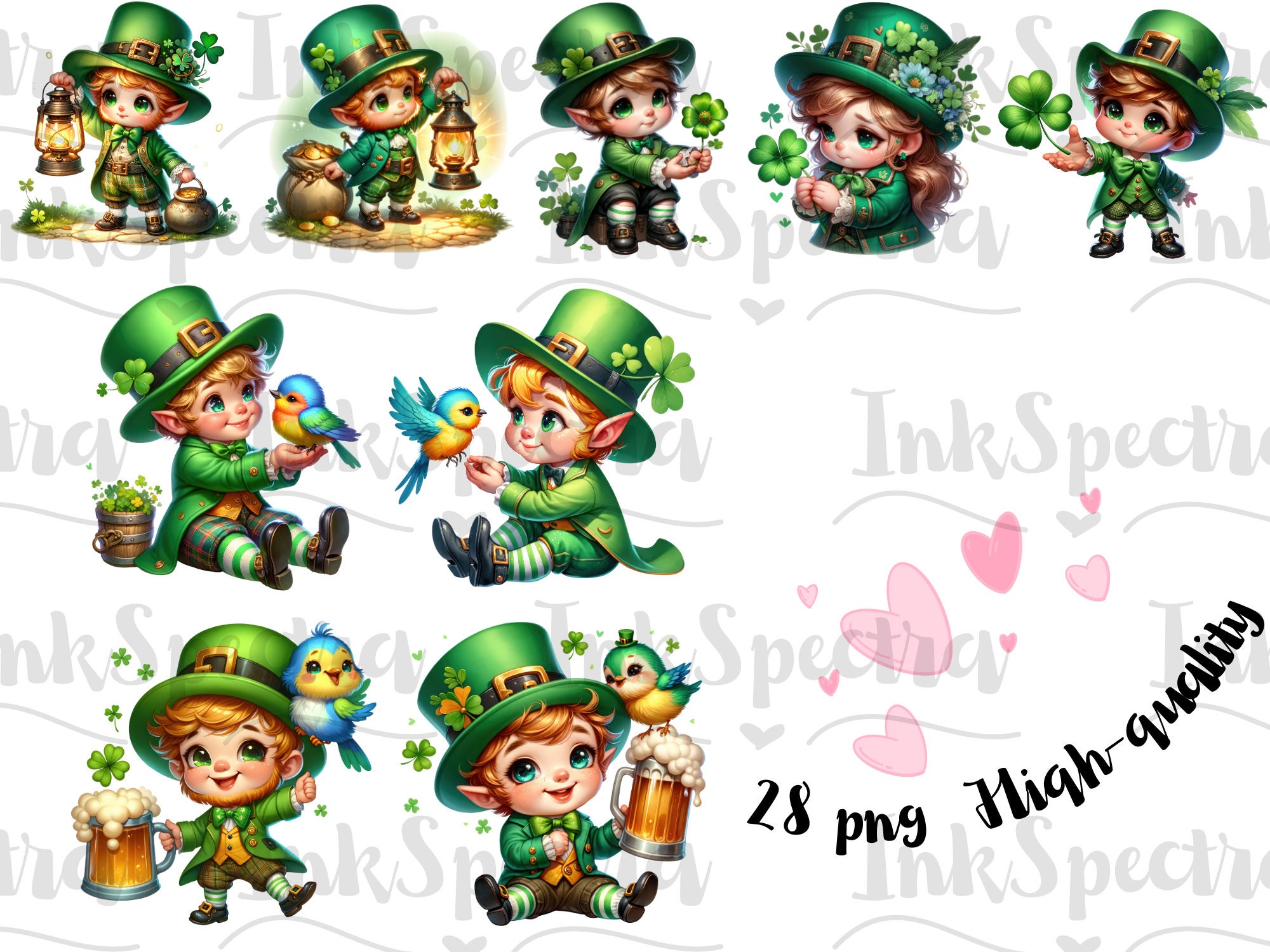 St Patricks Day Clipart, Cute Leprechaun Boy Bundle, Irish Festive ...