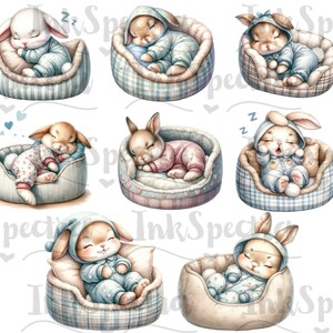 Watercolor Sleepy Baby Bunny Clipart, Baby Shower Bunny Clipart Wall ...