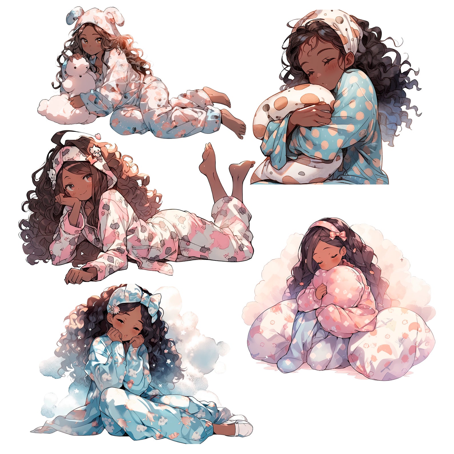 Girls Pajama Clipart & Printables - DIY Kids Nightwear Art, 25 ...