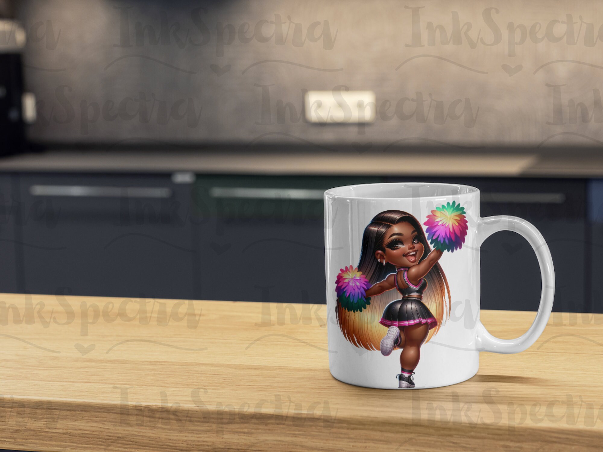 Chic Chibi Black Girls Cheerleaders, Stylish Afro Girls Clipart, Sublimation Black Girl Dancing ...