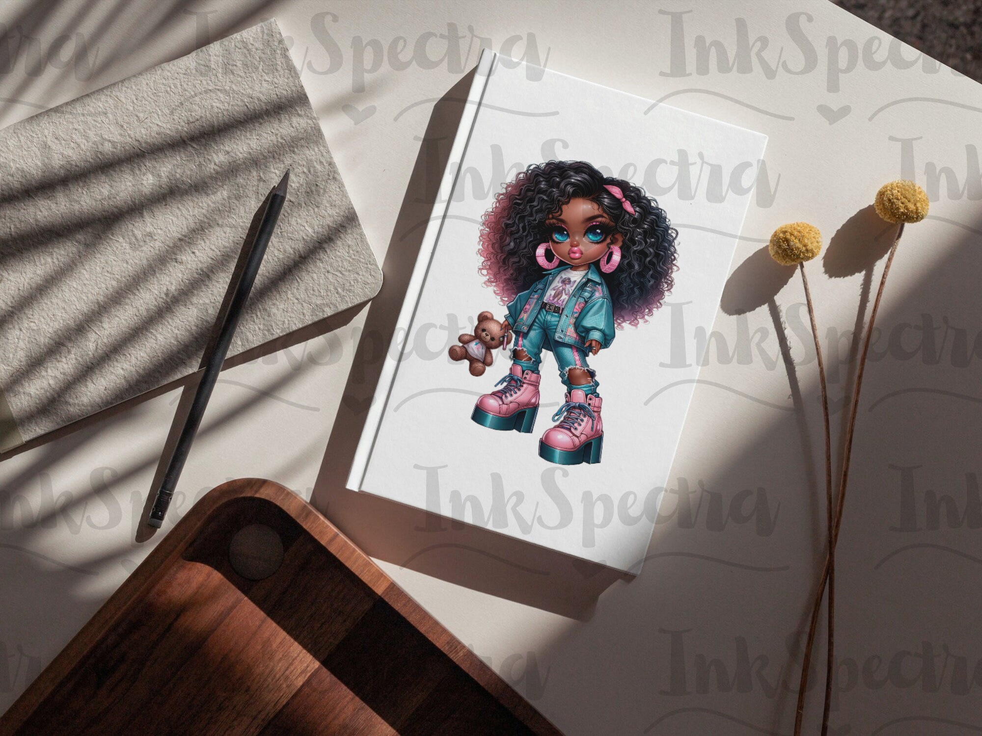 Chibi Art Bundle Clipart Png-black Girl, Fashionista Afro Girl, Cute ...