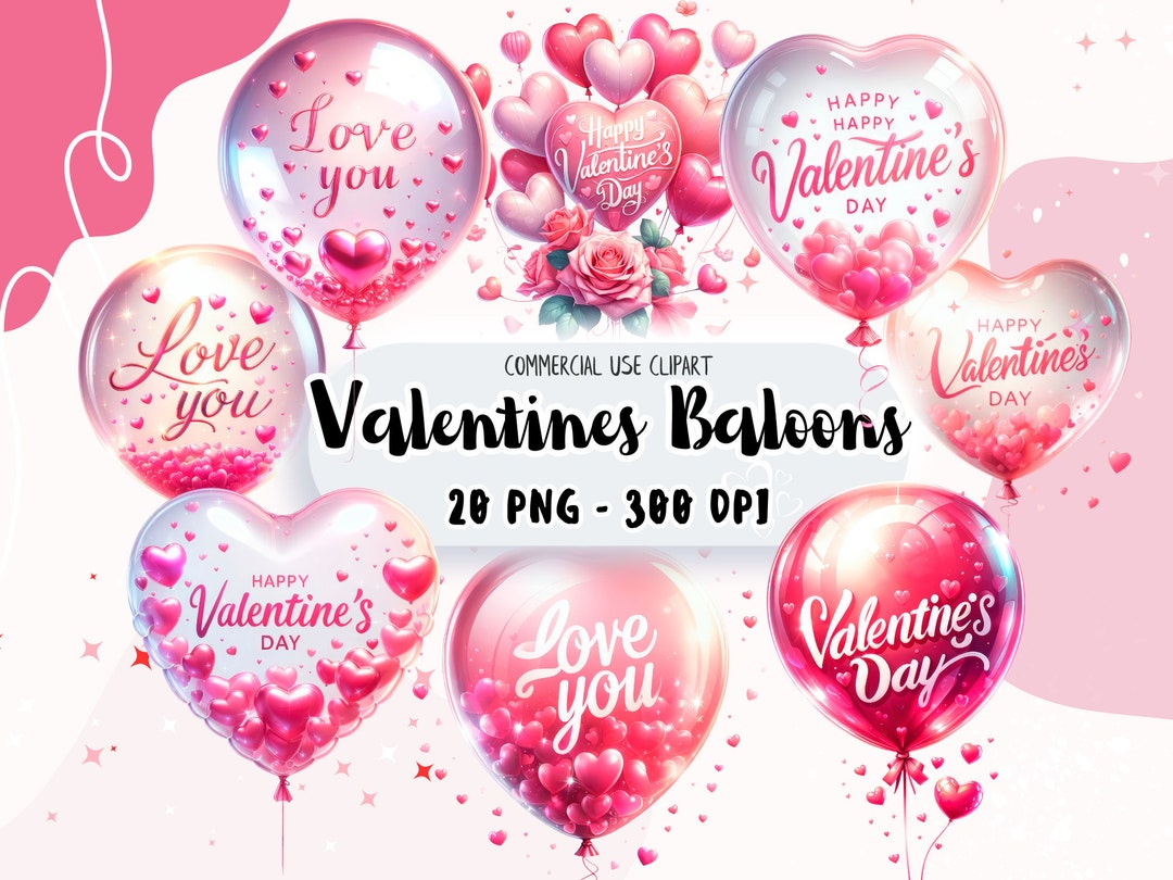 Valentines Day Balloon Clipart, Watercolor Valentines Day, Watercolor ...