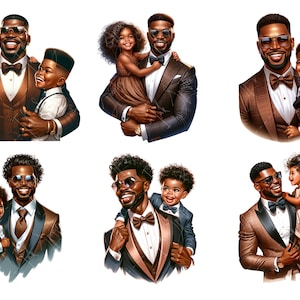 Bundle Black Father Clipart, Fathers Day Clipart, Father With Daughter ...