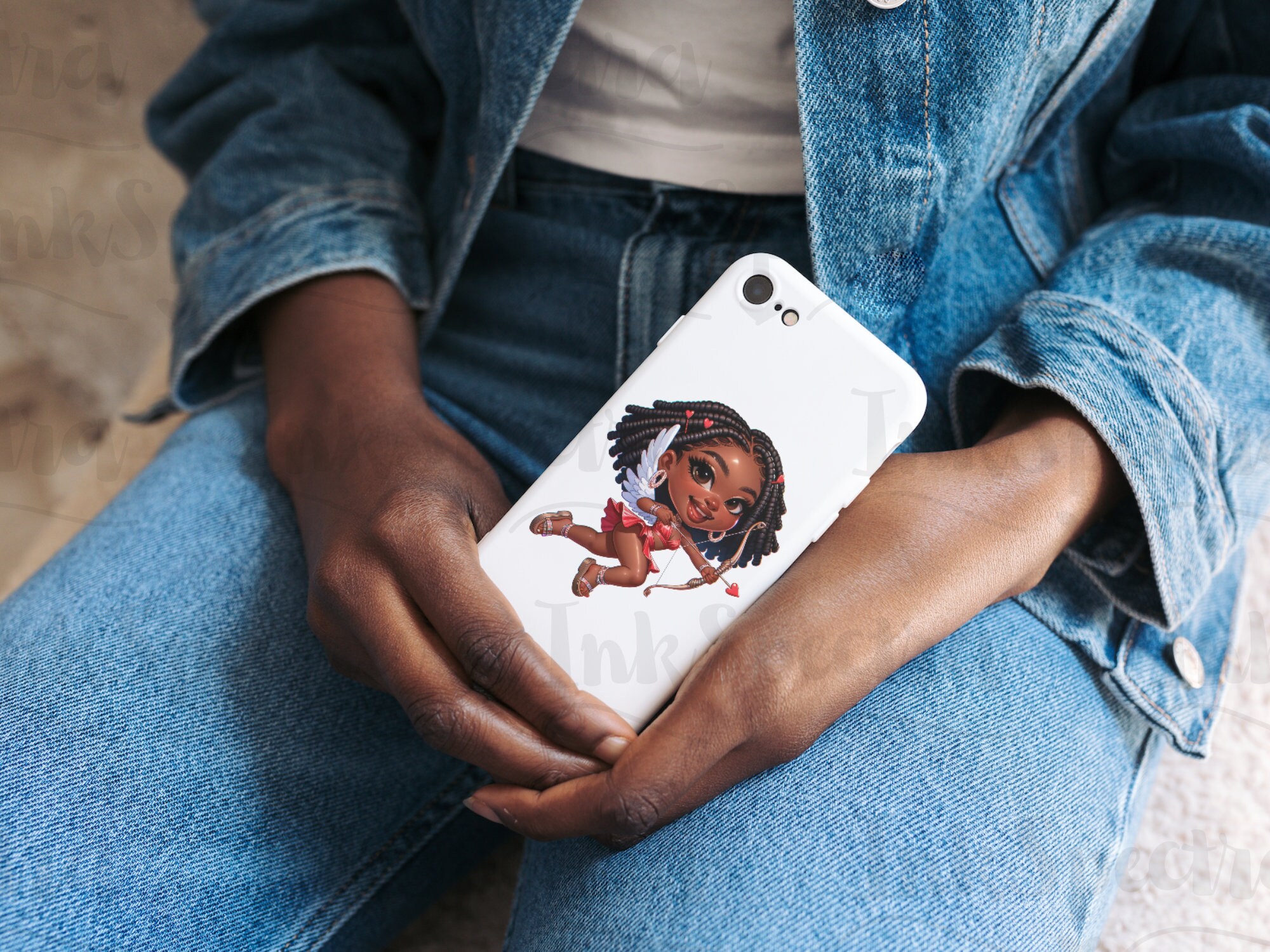 12 Chibi Black Girl Cupid Clipart for Valentine's Day Love Cupid PNG ...