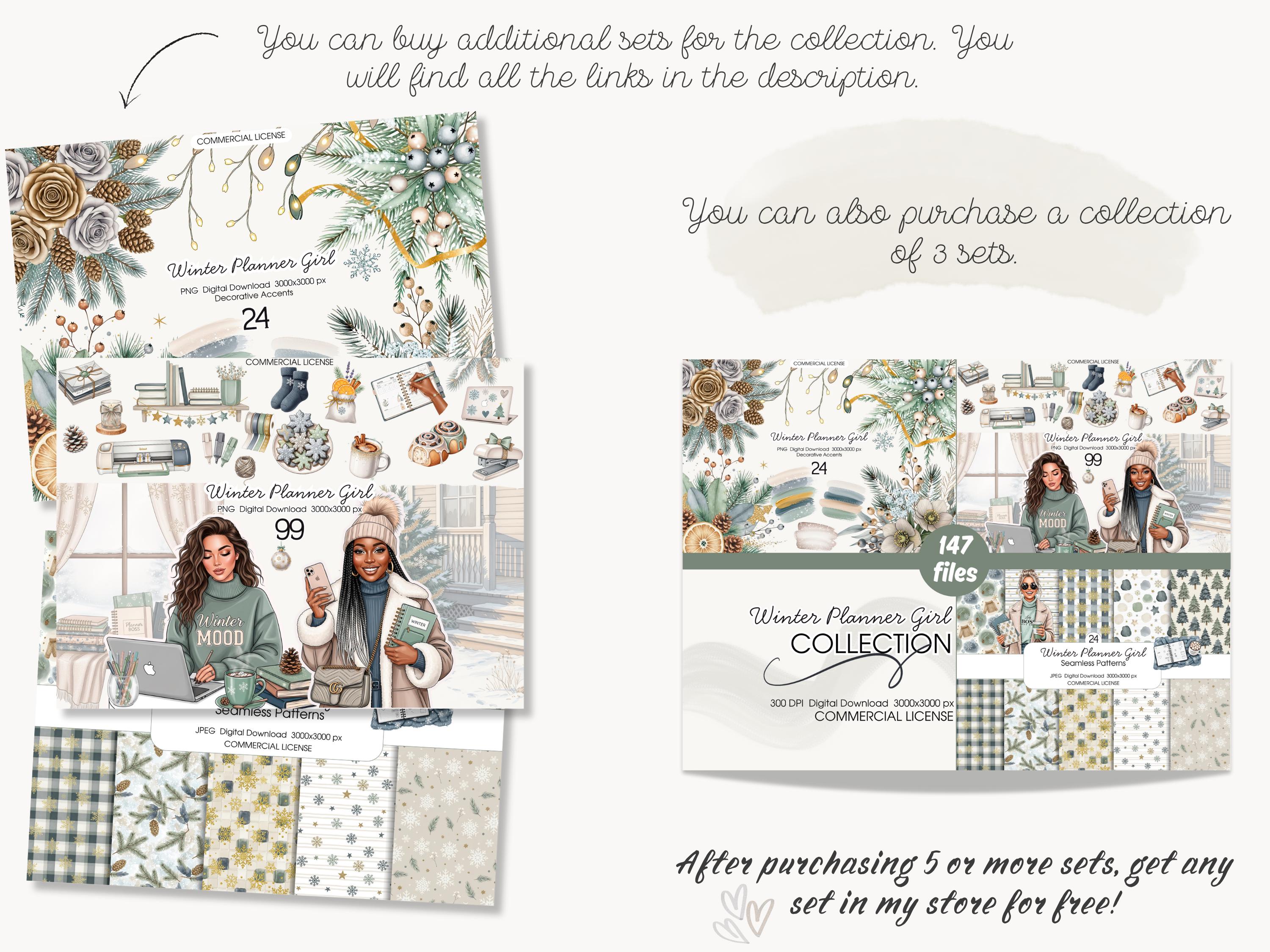 Watercolor Winter Planner Girl Clipart PNG, Black Women Boss Lady, 300 ...
