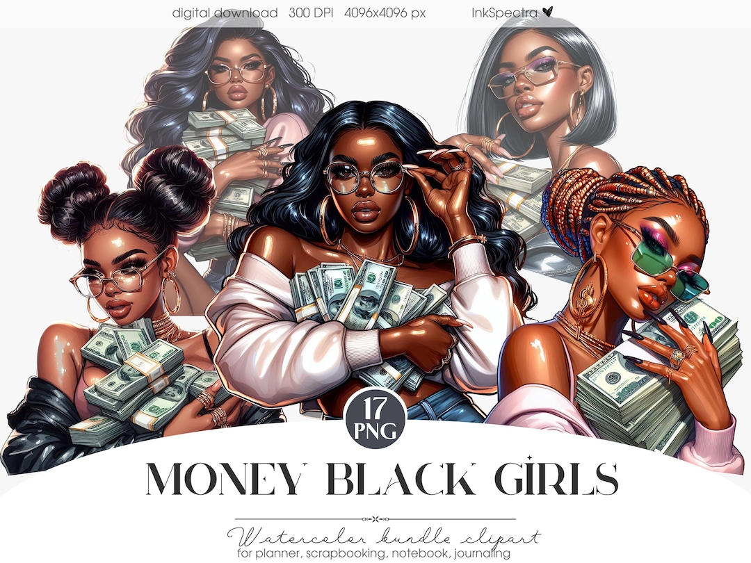 Black Girls With Money Clipart, Fashion PNG, Girl Boss (digital ...
