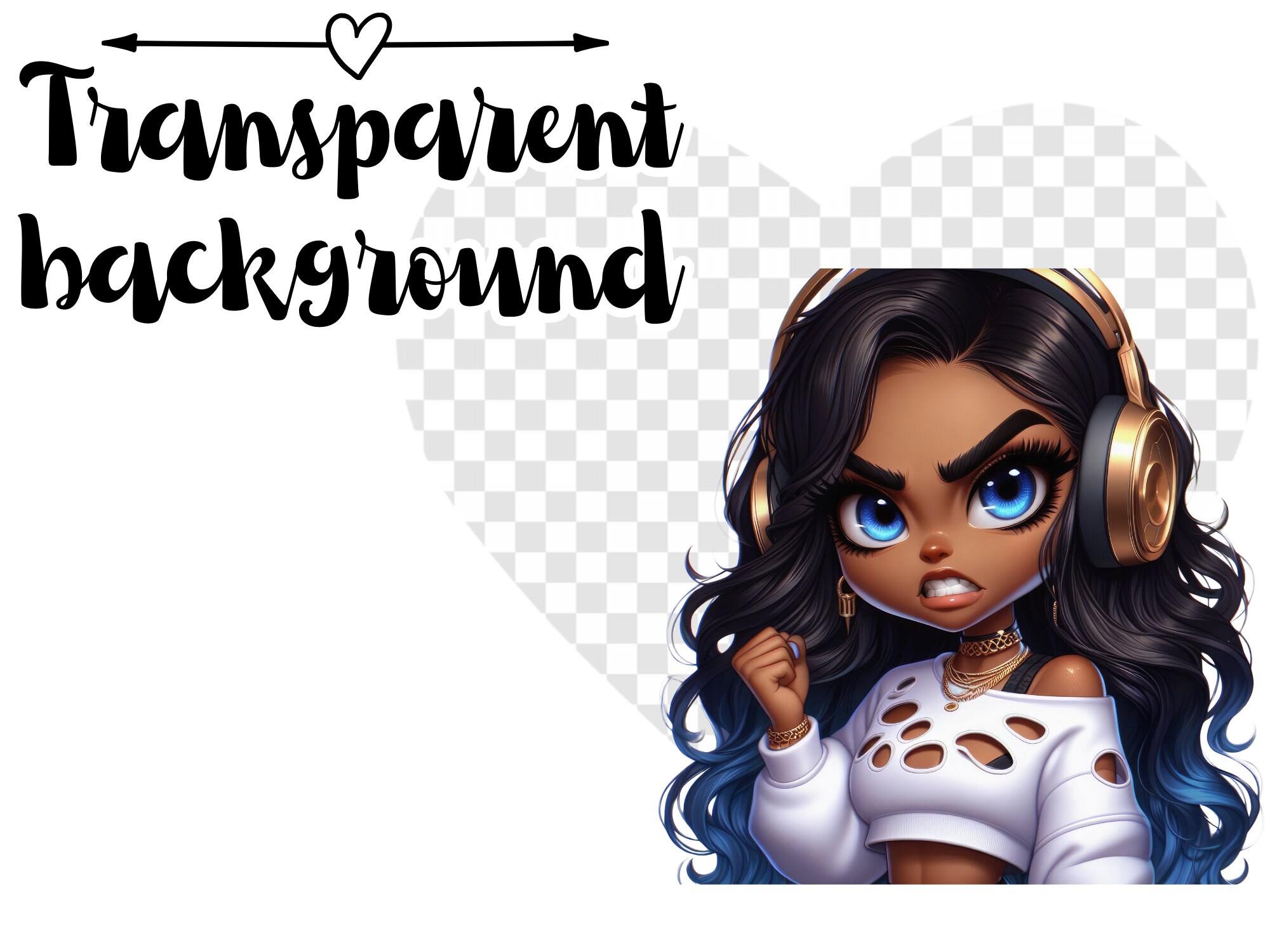 Black Girl Blue Hair Twitch Emotes, Discord Emotes, Black Woman Magic ...