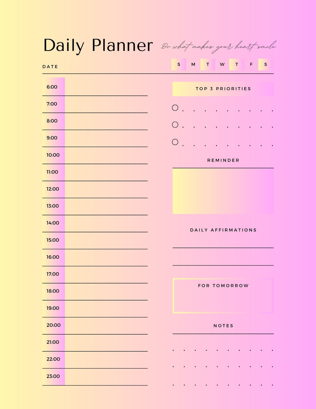 Printable Daily Planner Page - Etsy