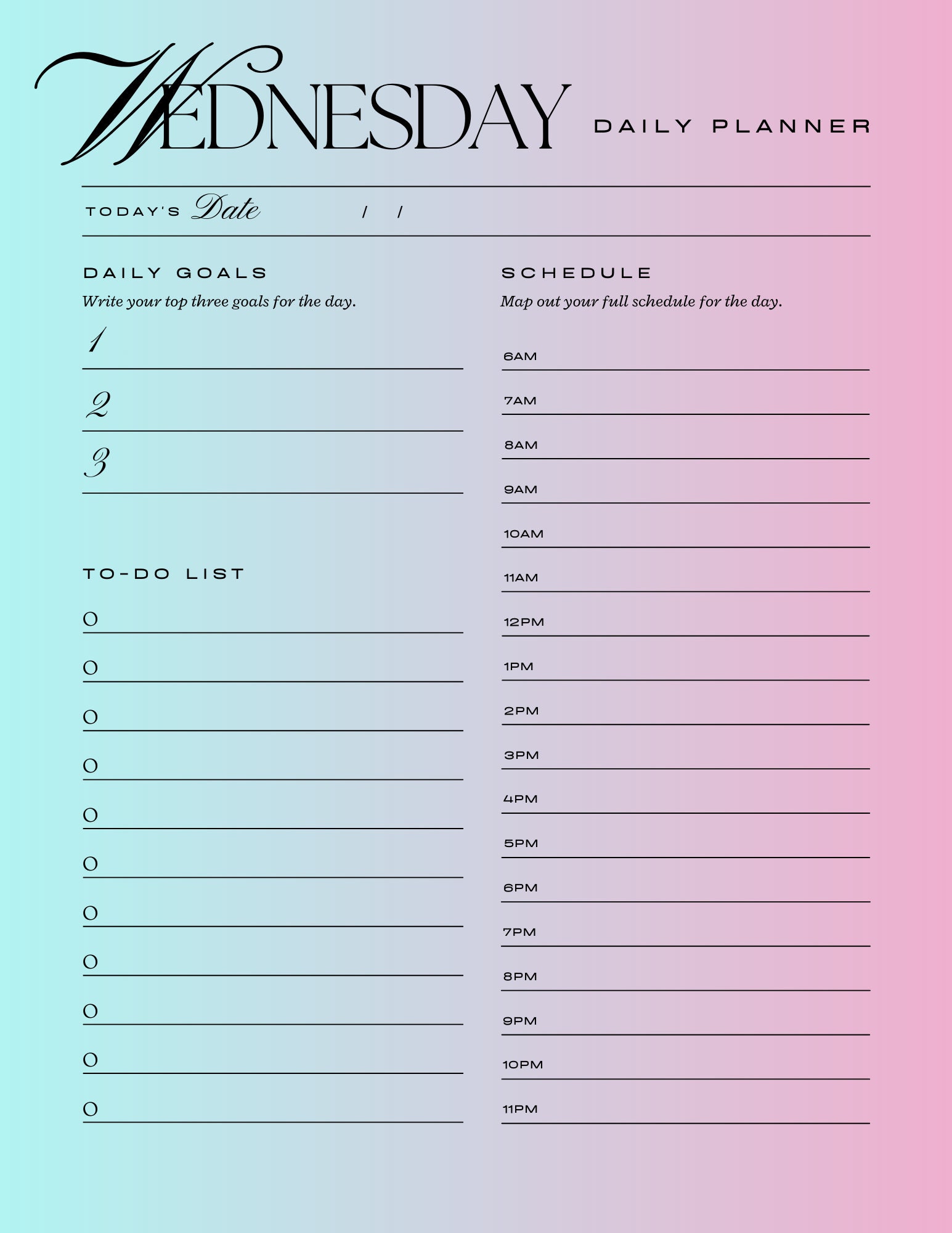 Printable Daily Planner Pages - Etsy