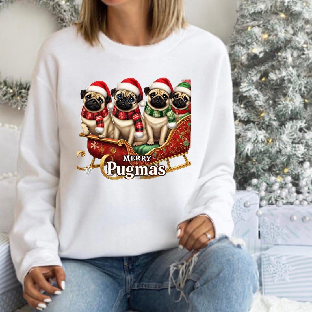 Merry Pugmas Png,christmas Pug Dog Png Sublimation Design Download ...