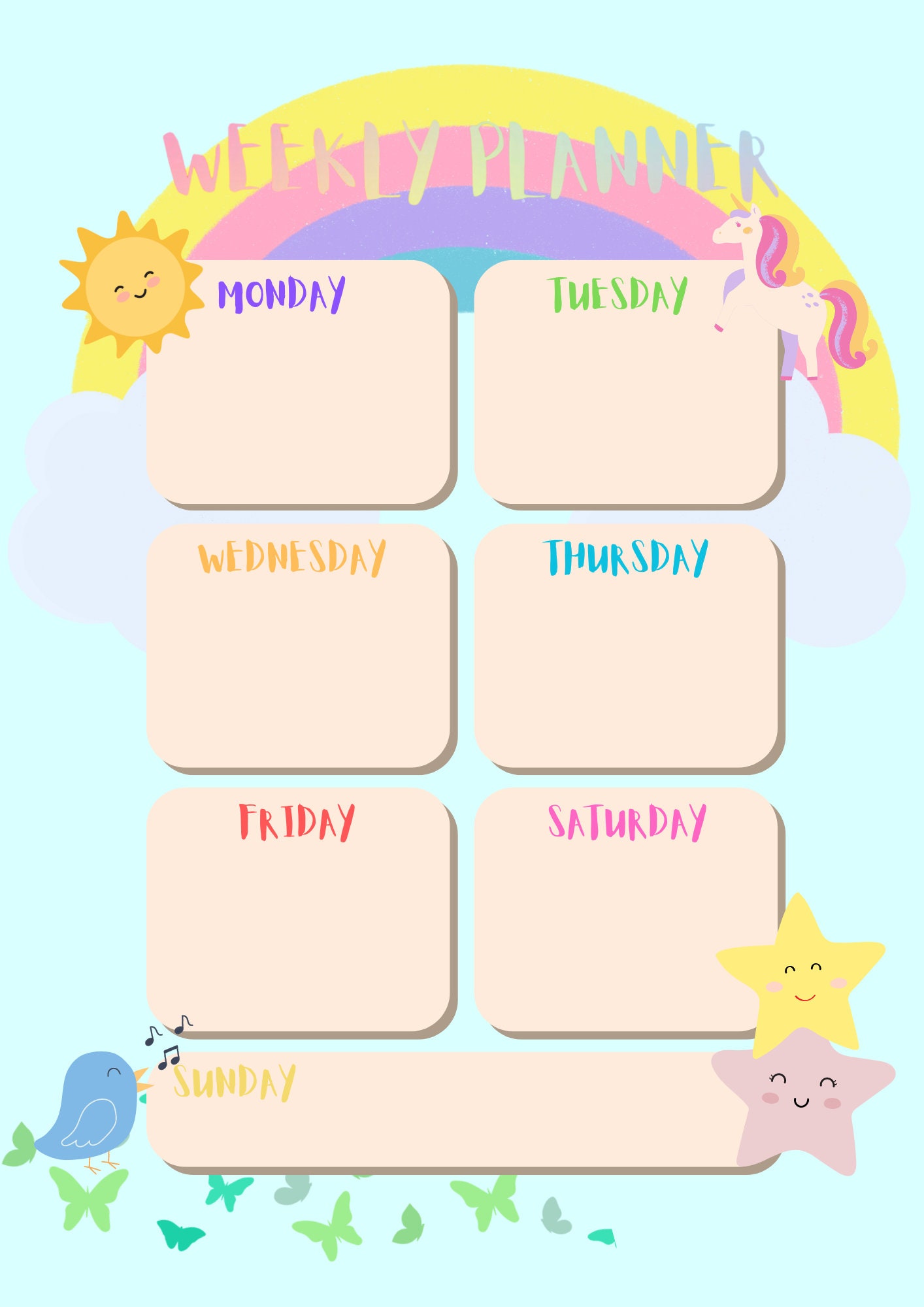 Rainbow Kids Weekly Planner: Homeschool Organizer (digital Download) - Etsy