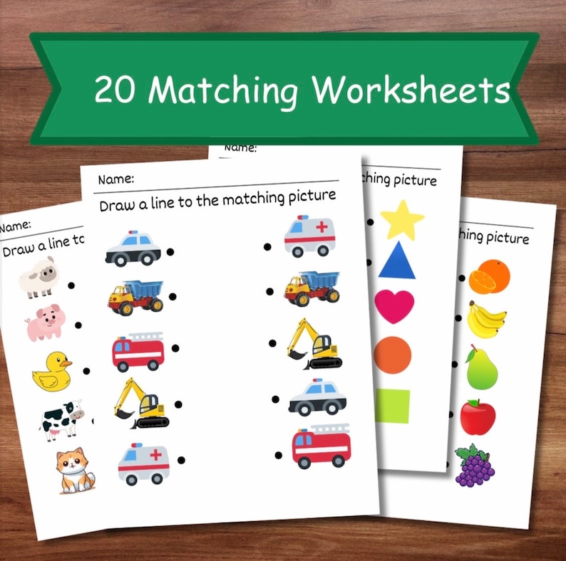 Printable Matching Worksheets, Match the Picture,busybook,kindergarten ...