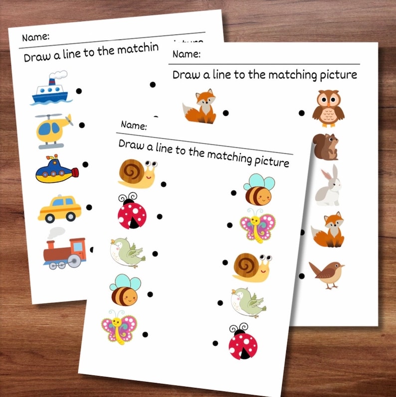 Printable Matching Worksheets, Match the Picture,busybook,kindergarten ...