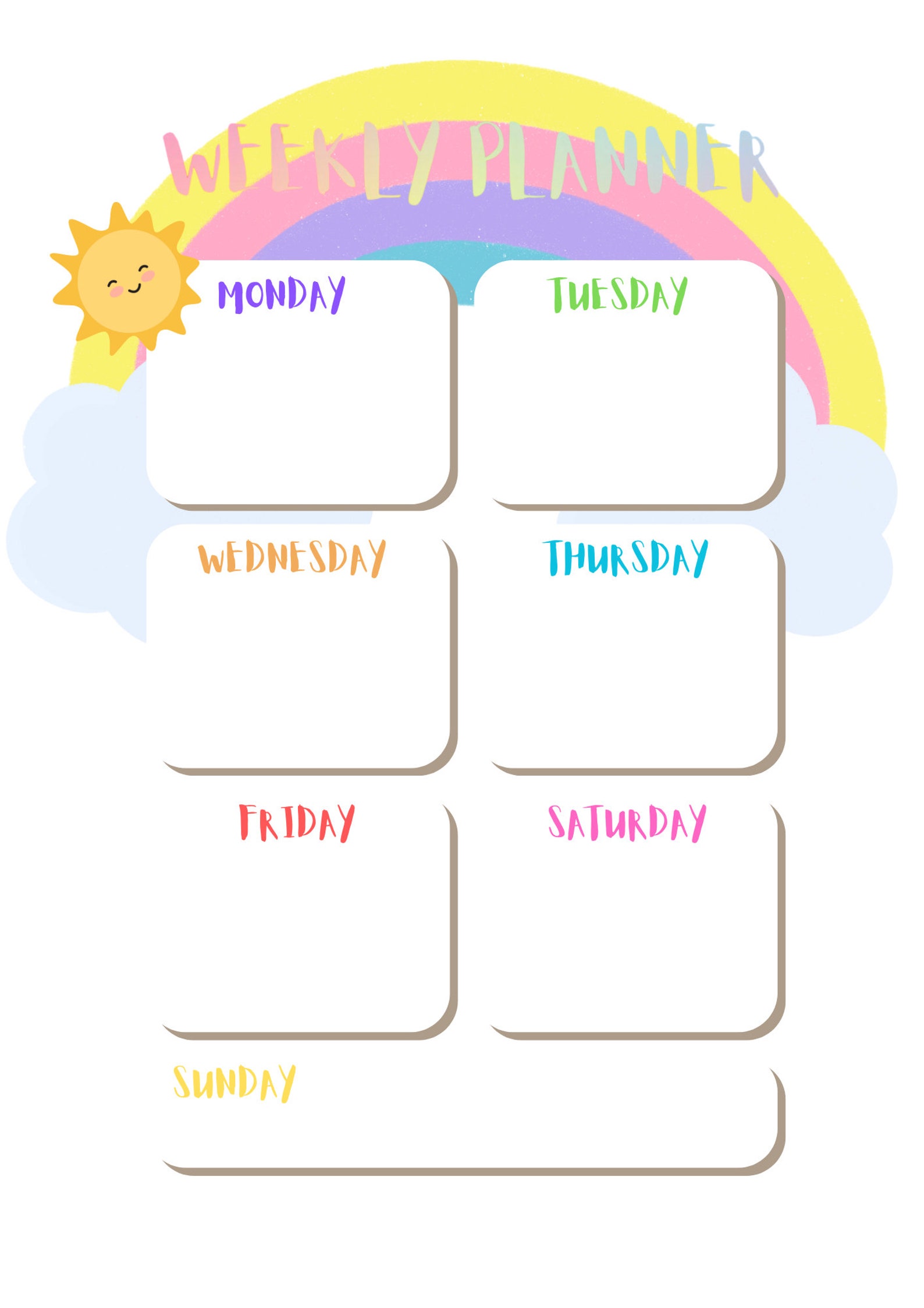 Rainbow Kids Weekly Planner: Homeschool Organizer (digital Download) - Etsy