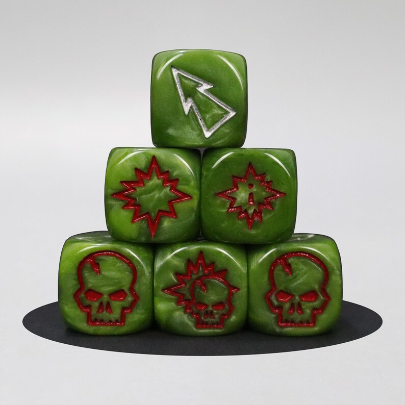 Dice Set Orcs, Green Skins, Blood Football , Blood Bowl, Orc Skull Dice ...