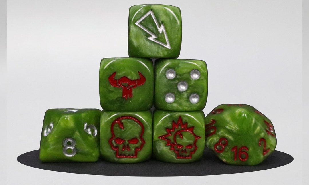 Dice Set Orcs, Green Skins, Blood Football , Blood Bowl, Orc Skull Dice ...