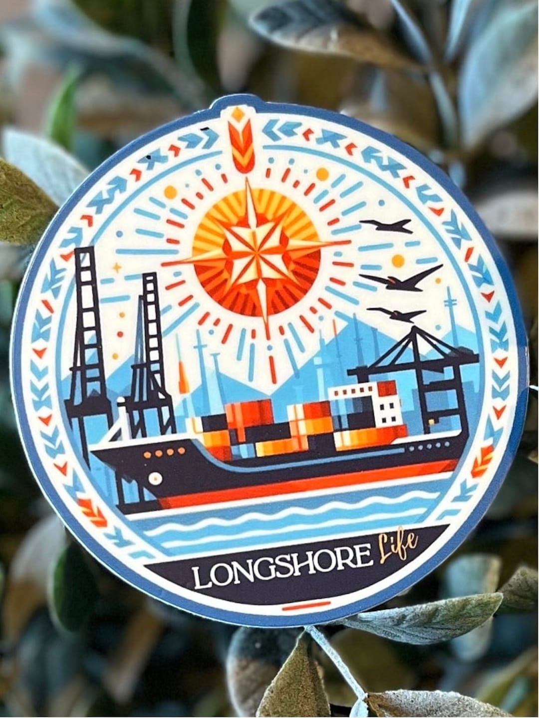 Sticker Longshore Life -harbor Sea Sun Beach and Boats Style Sticker ...