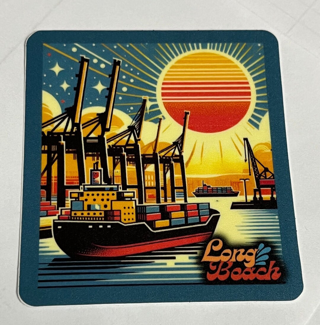 Stickers Long Beach Vintage West Coast Heritage Custom Design Large ...