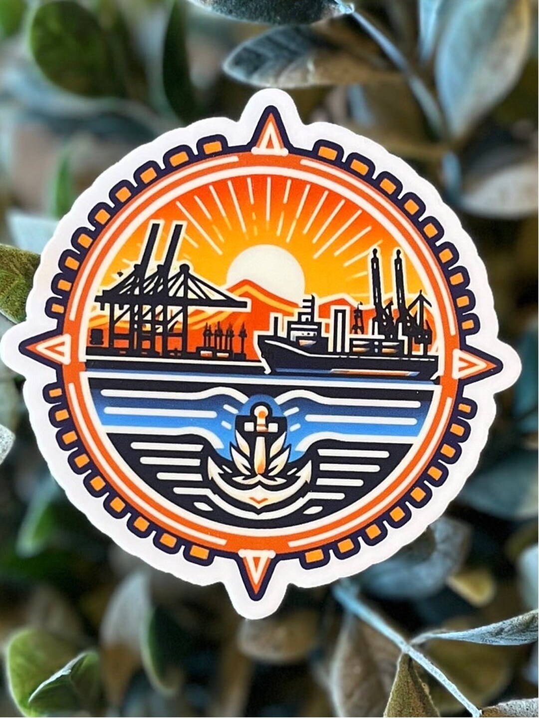 Sticker -harbor Sea Sun Beach Anchor and Boats Style Sticker West Coast ...