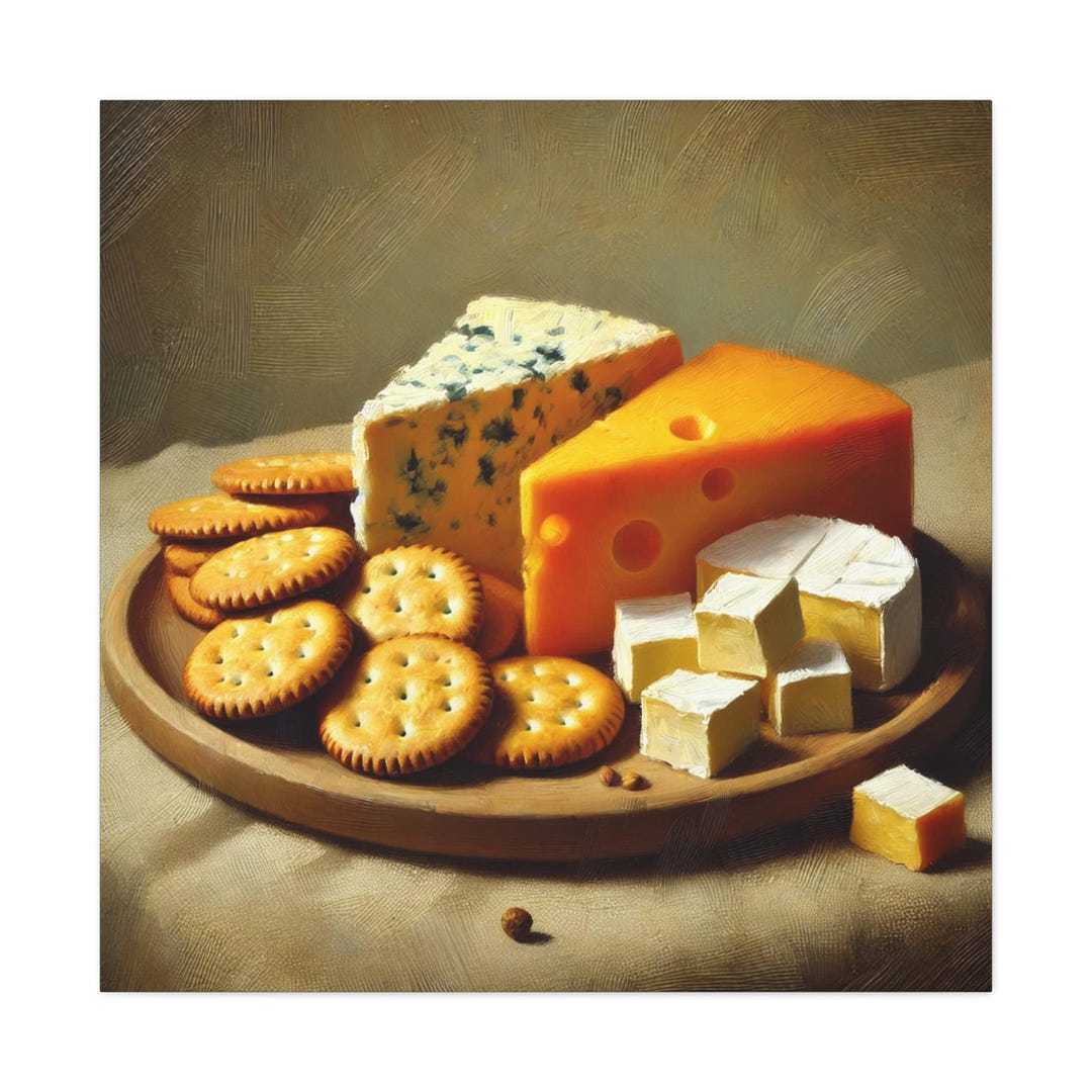 Artistic Cheese Platter Canvas Gallery Wrap, Gourmet Kitchen Wall Art ...