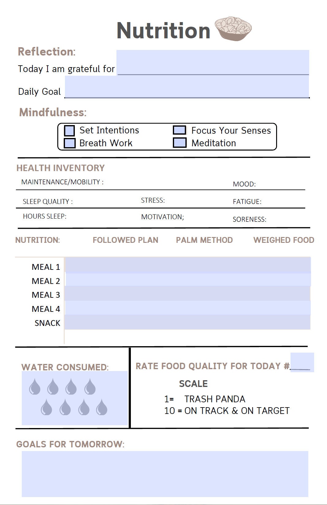 Daily Workout Log Bundle | Daily Wellness Log | Daily Fitness Log ...