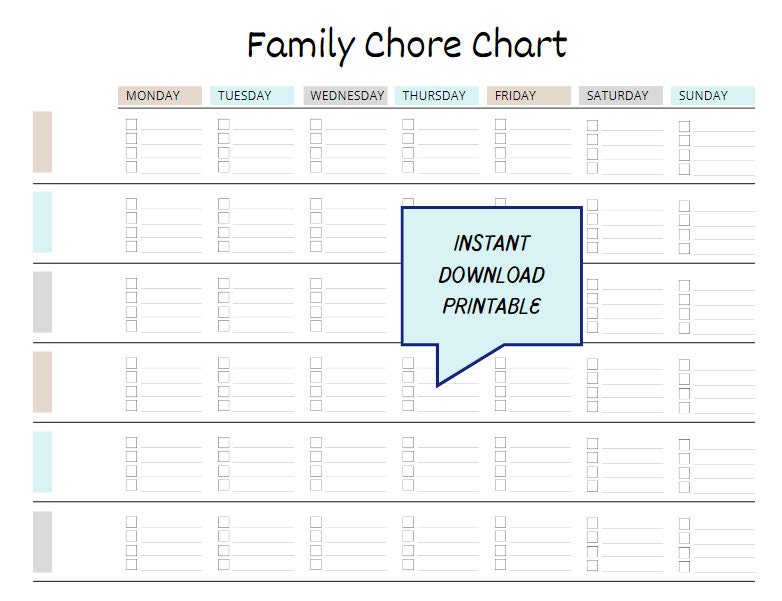 Weekly Family Planner Simple Family Chore Chart Family Schedule Family ...