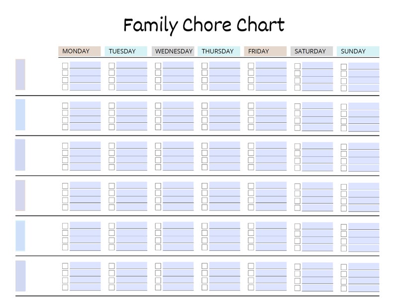 Weekly Family Planner Simple Family Chore Chart Family Schedule Family ...
