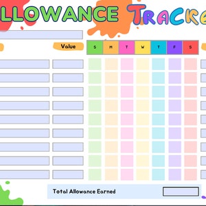 Allowance Tracker | Kids Allowance Chart | Reward Chart | Allowance ...