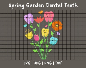 Spring Tulip Garden Dental Teeth Flower Garden Dental Tooth, SVG, PNG ...