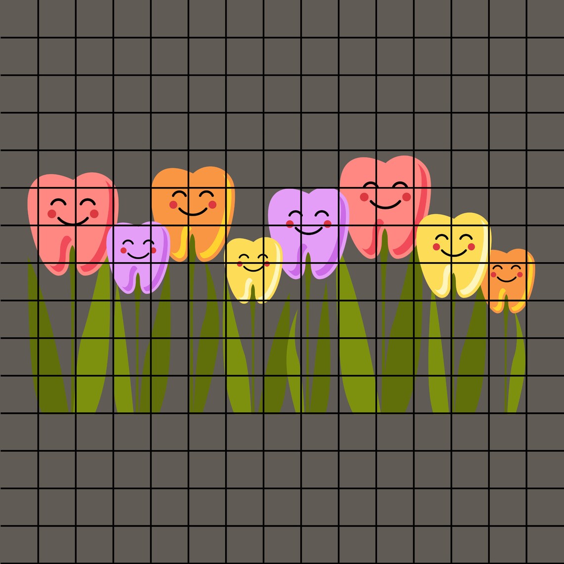 Spring Tulip Garden Dental Teeth Flower Garden Dental Tooth, SVG, PNG ...