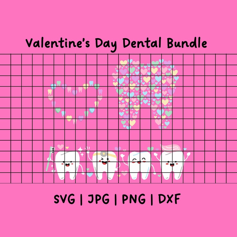 Valentine's Day Dental Tooth, SVG, PNG, JPG Bundle, Dentist, Love ...