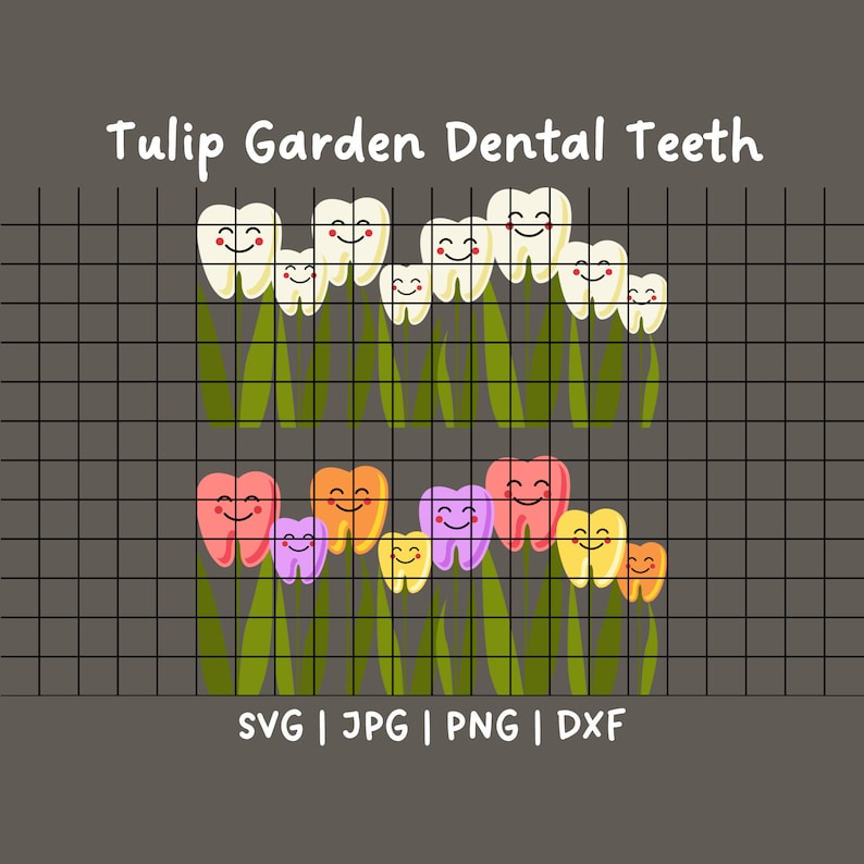 Spring Tulip Garden Dental Teeth Flower Garden Dental Tooth, SVG, PNG ...