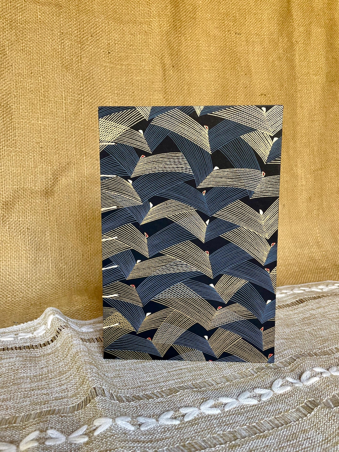 Handmade Coptic Stitch Journal - Blue/gold Wave Pattern - 100 Handmade ...