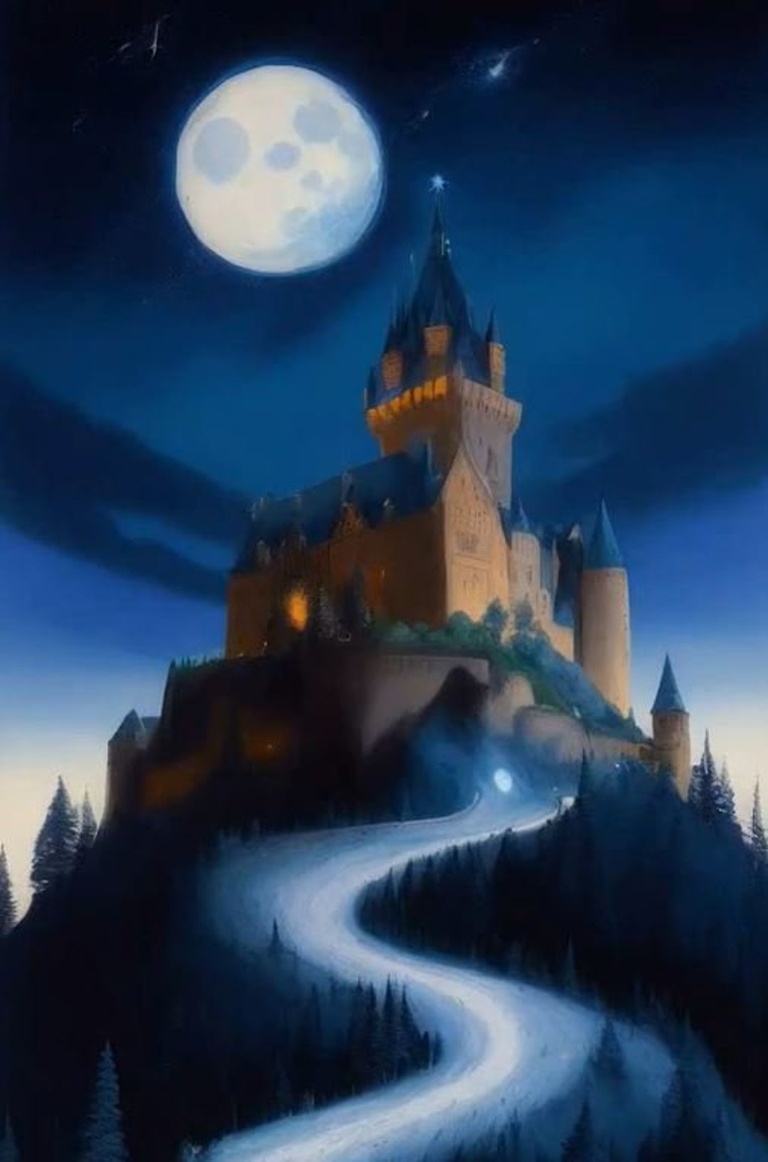 Castle_stars_moon_trees_weg_sternschnuppen_stars_tree_castle_video_moon ...