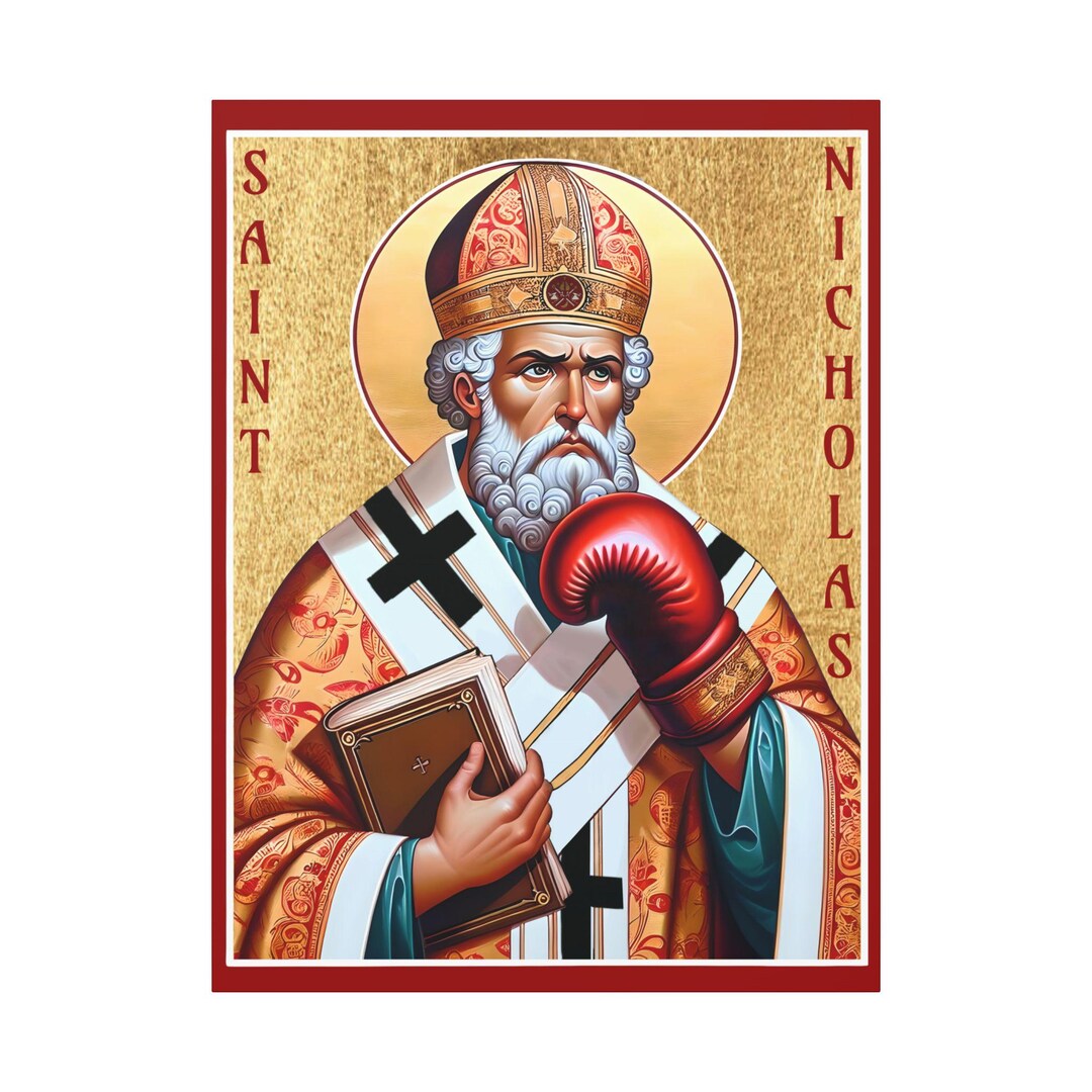 St Nicholas Canvas Print: Catholic Modern Icon - Christian Religious ...